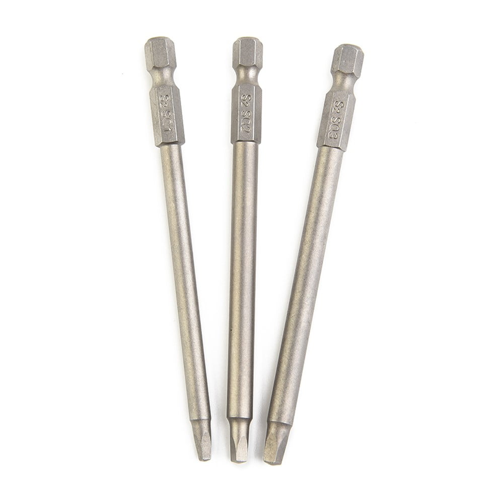 3pcs 100mm SQ1-SQ3 Square Head Screwdriver Bits for Electric Drill ...