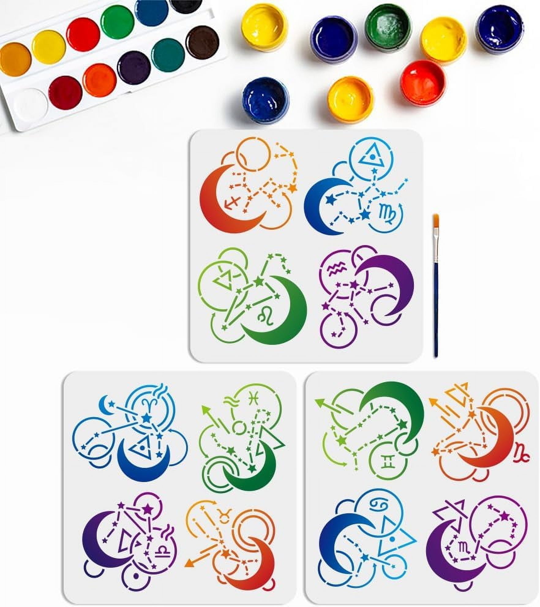 3pcs 12 Zodiac Signs Stencil 11.8×11.8inch 12 Constellations Symbols ...