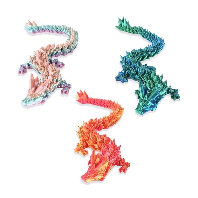 A 3Pcs 12in 3D Printed Dragon,3D Printed Flexible Articulated Dragon ...