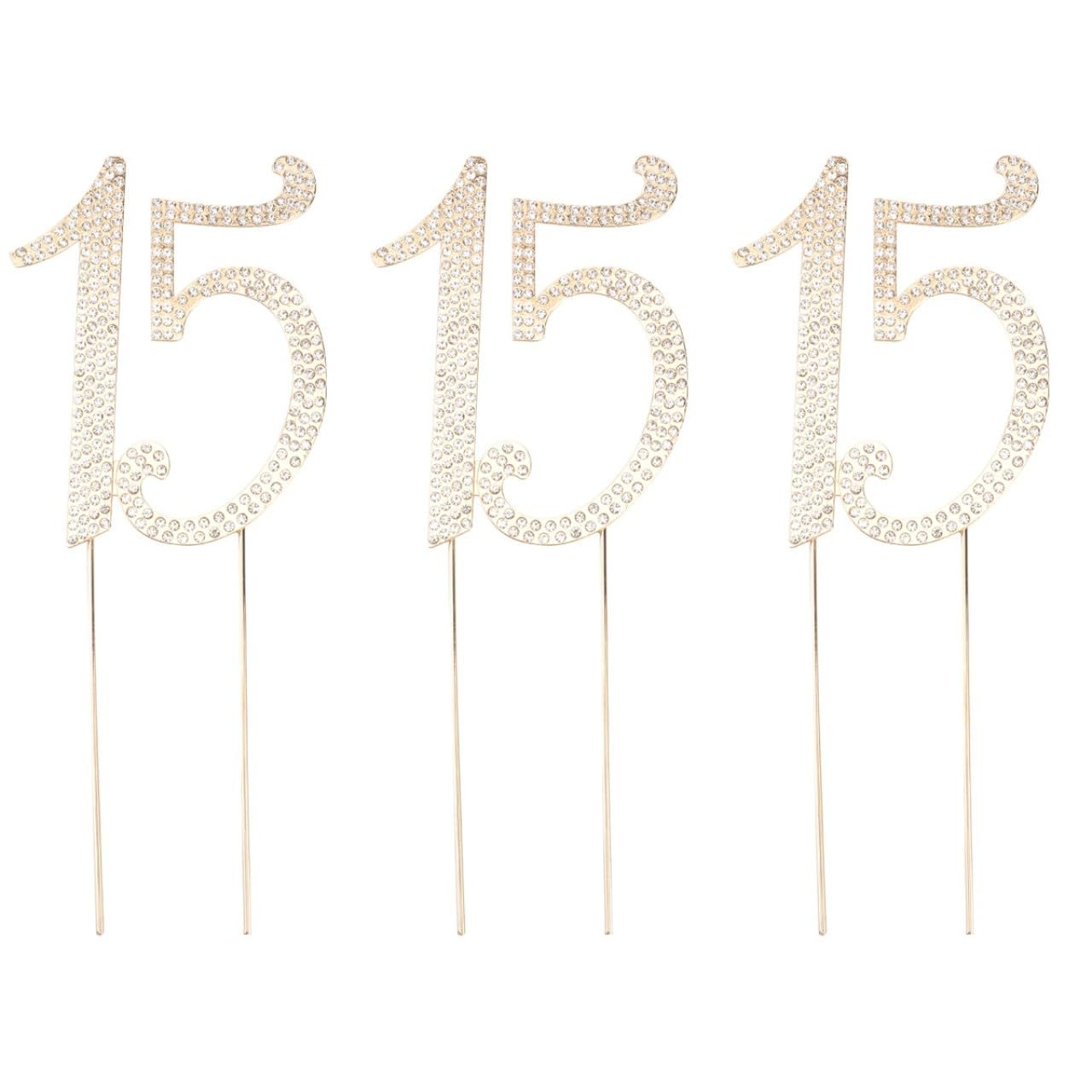 3pcs 15 Rhinestone Cake Topper Anniversary ITL1 Cake Topper Birthday ...