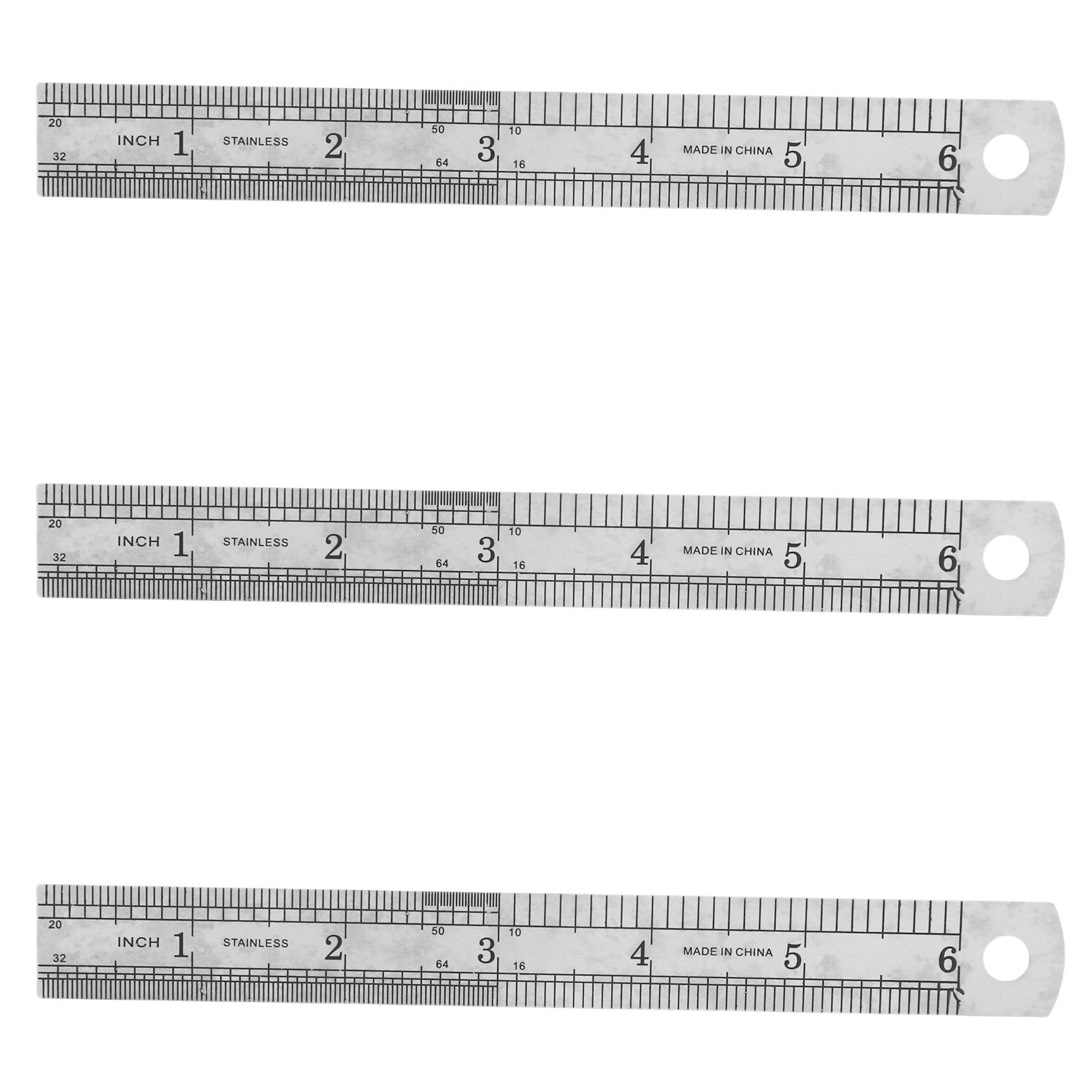 3pcs 15cm 6 Inch Stainless Metal Ruler Measuring Tool,3 x Straight ...