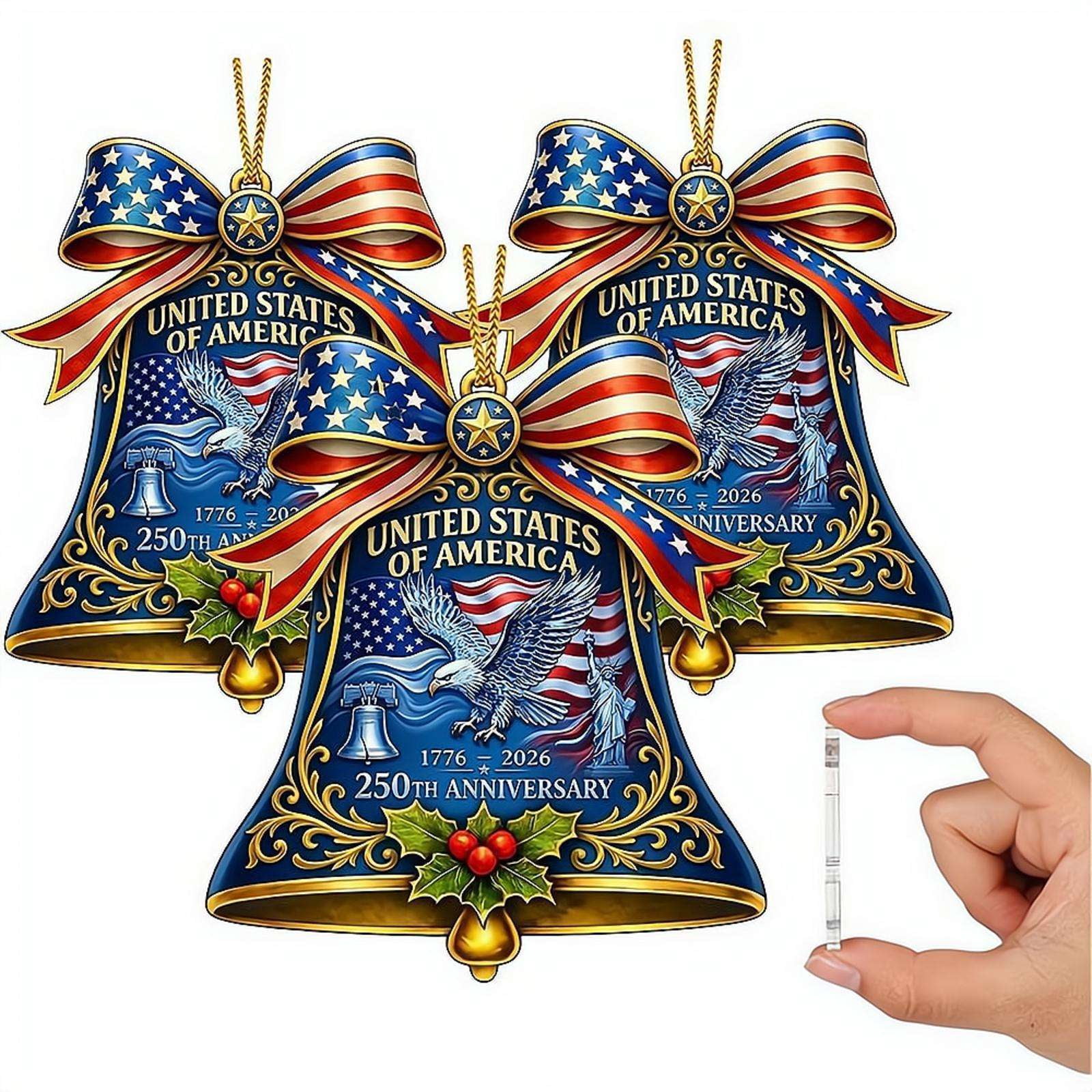 3pcs 1776-2026 250th Anniversary 2D Flat Acrylic Hanging Ornament, 3.94 ...