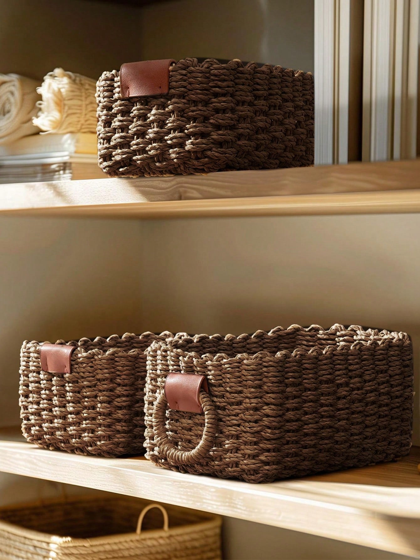 3pcs/1pc Woven Storage Baskets For Organizing, Shelves, Storage ...