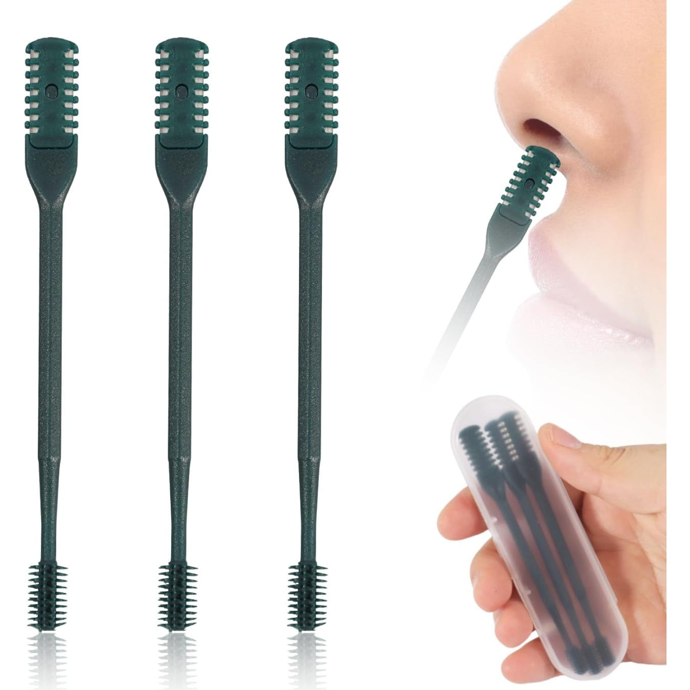 3pcs 2 in 1 Nose Hair Trimmer, 360° Rotating Nasal Hair Cutter Clipper ...