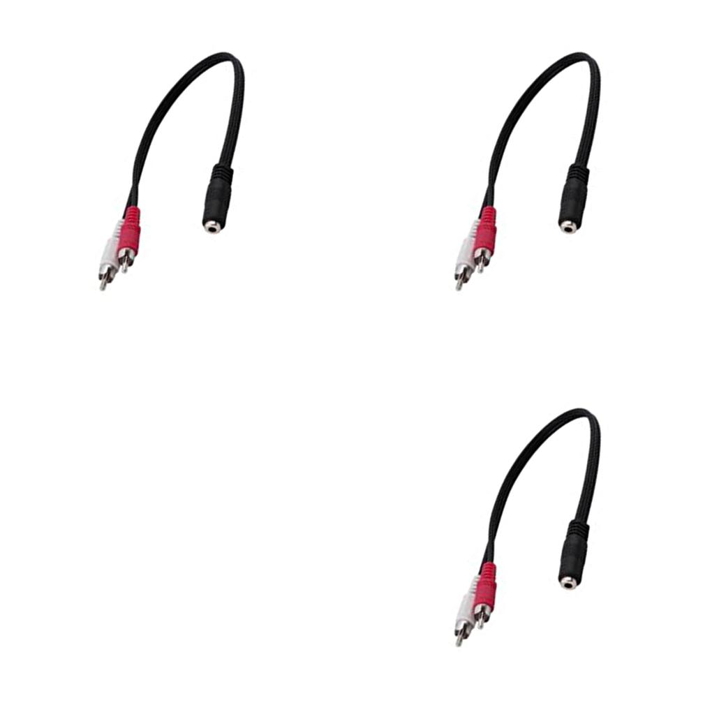 3pcs 2 RCA Male Plug 3.5mm Female Audio Headphone Socket Adapter Cable ...