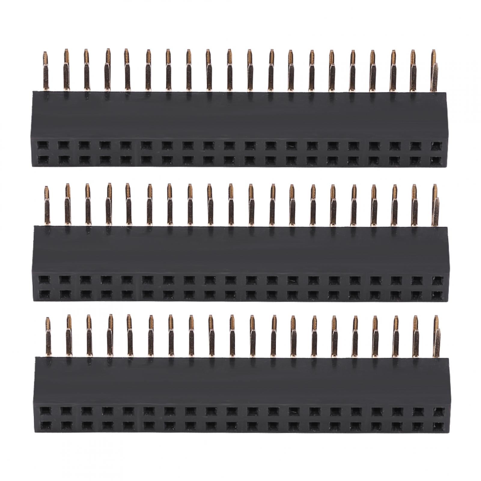 3pcs 2 x 20 Pins 2.54mm Pitch Female Dual Row Right Angle Pin Headers ...