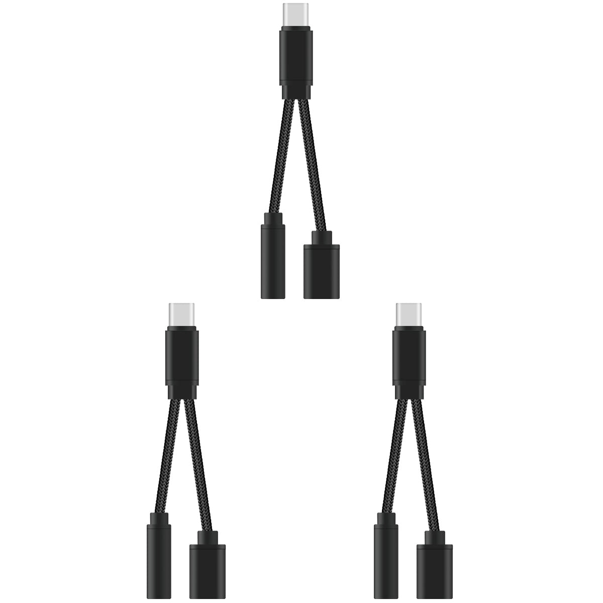 3pcs 2 in 1 USB-C to 3.5mm Audio Adapter Type C Cable 3.5mm Audio Jack ...