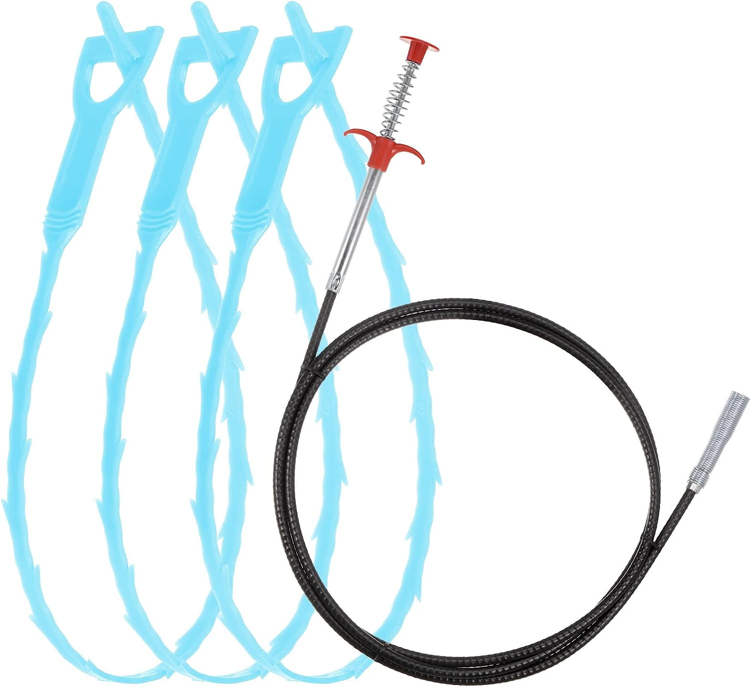 3pcs 20 Inch Drain Hair Clog Remover Tool PP & 80 Inch Drain Cleaner ...