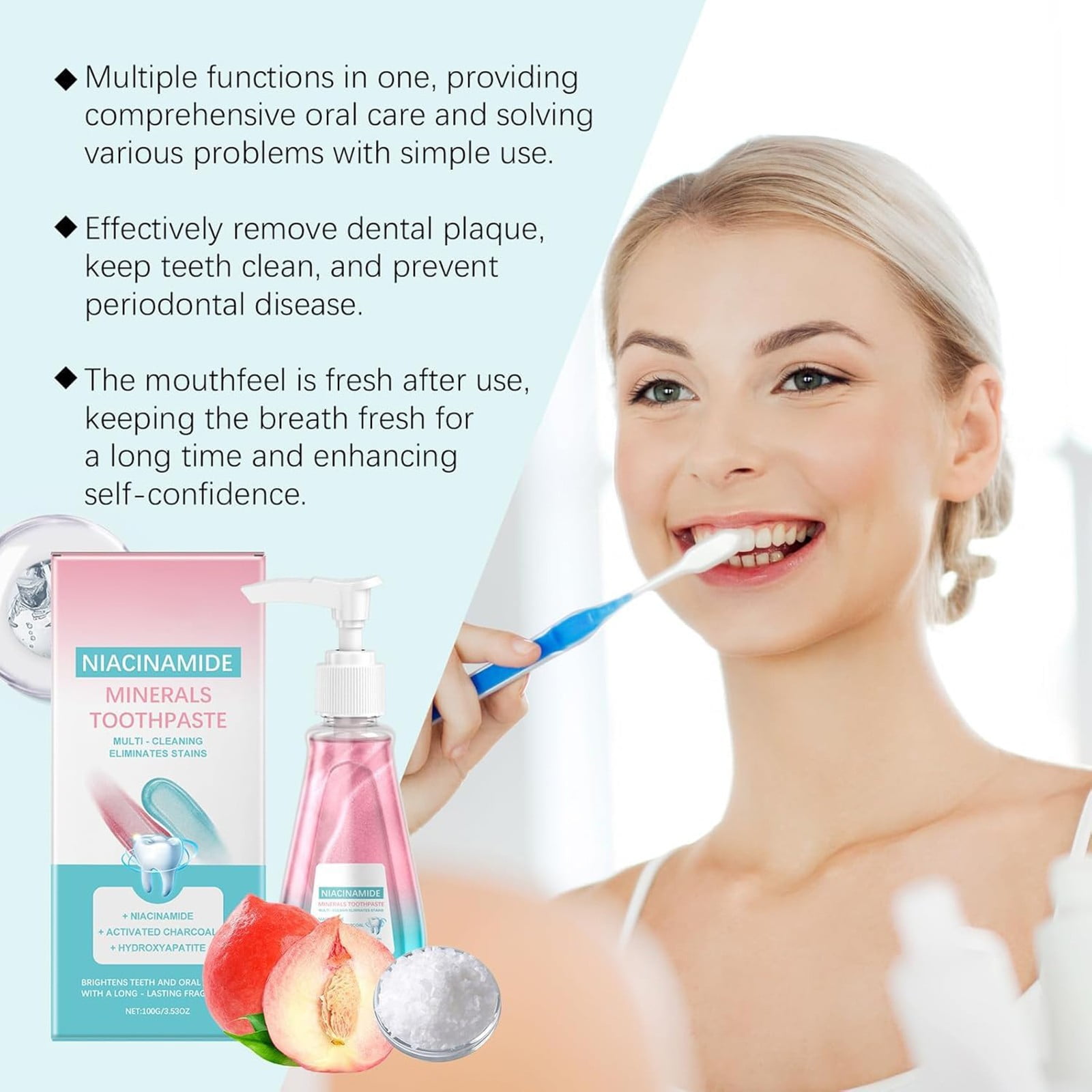 3pcs 2025 New Niacinamide Toothpaste, Niacinamide Whitening Toothpaste, Natural Deep Cleaning ...