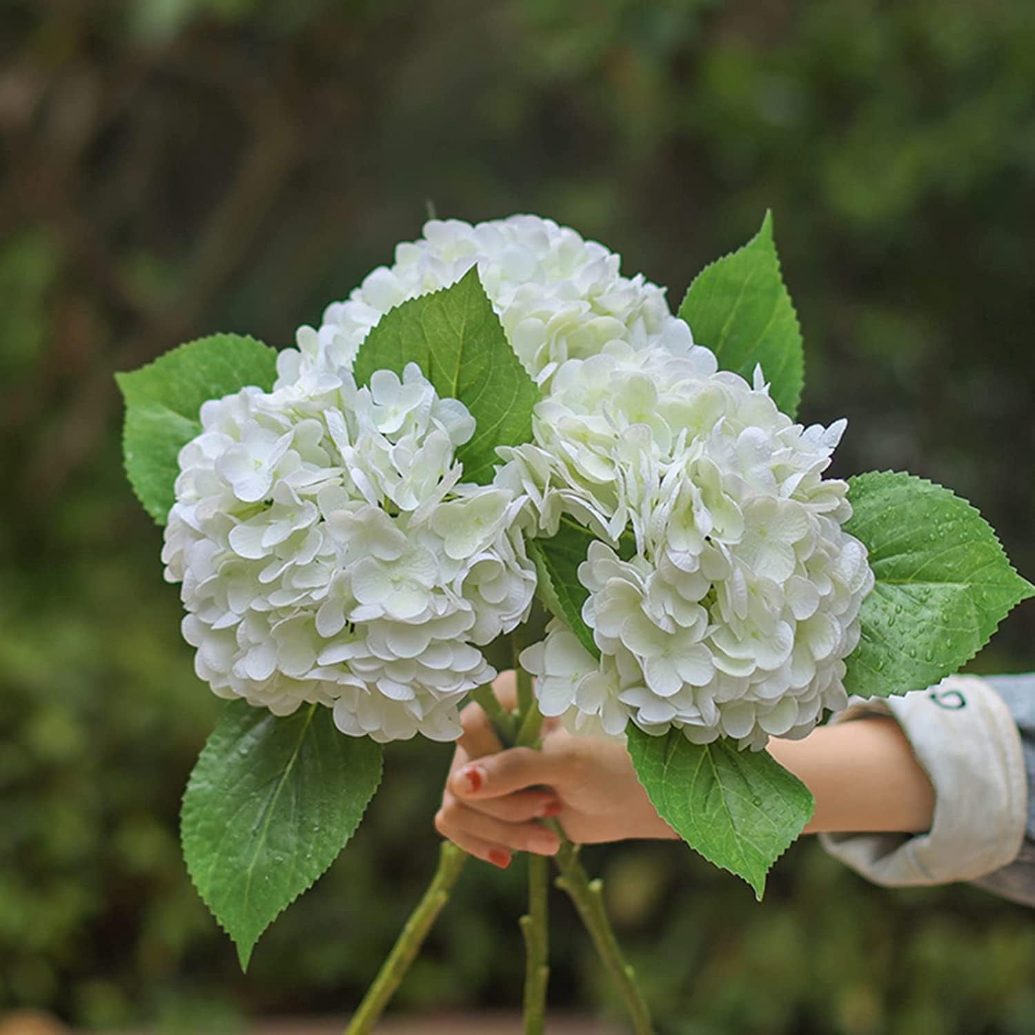 3pcs 21 Inch White Artificial Hydrangea Large Real Touch Natural ...