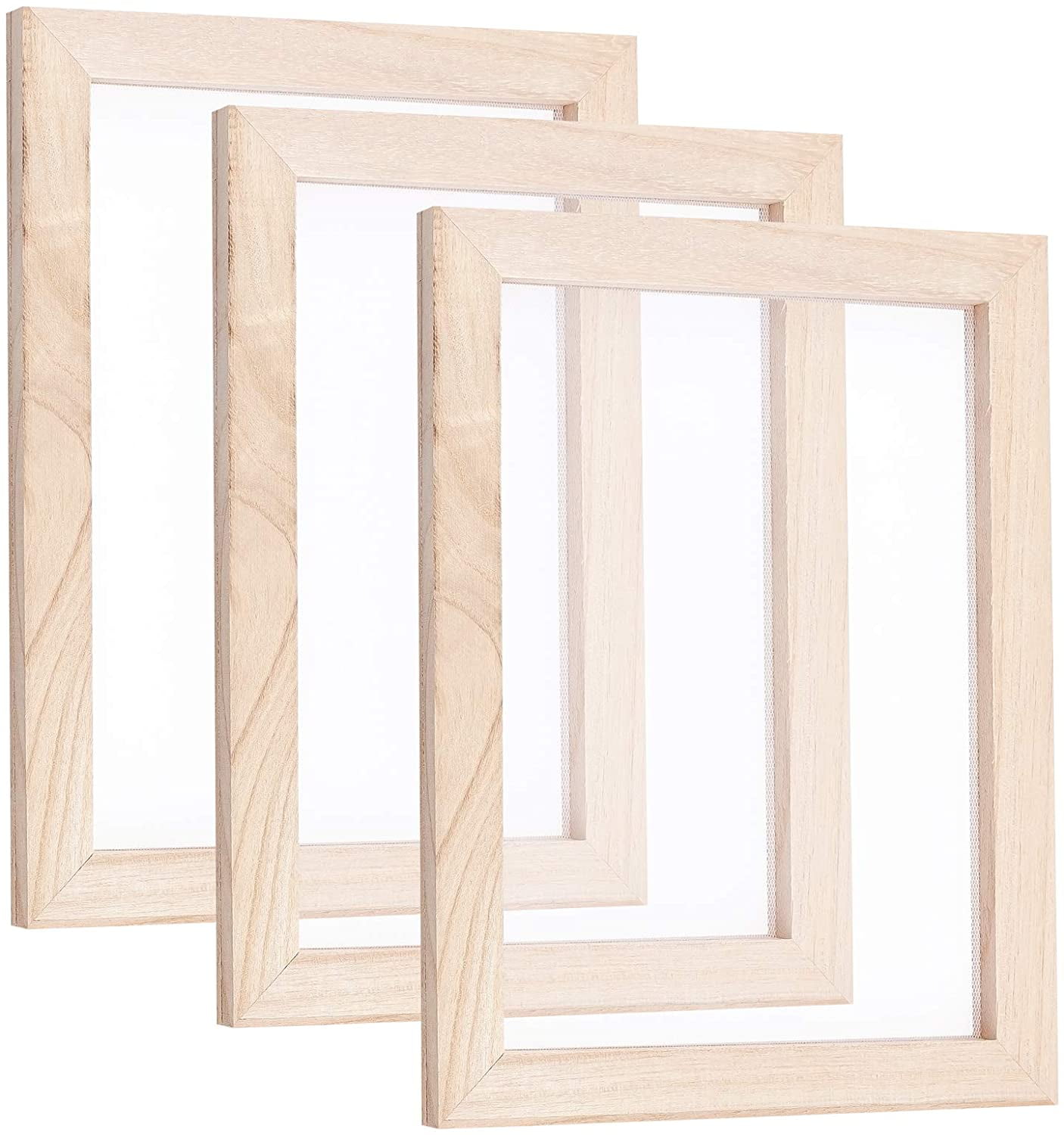 3pcs 24.9x19x1.2cm Rectangle Burly Wood Paper Making Mould Frame Screen ...