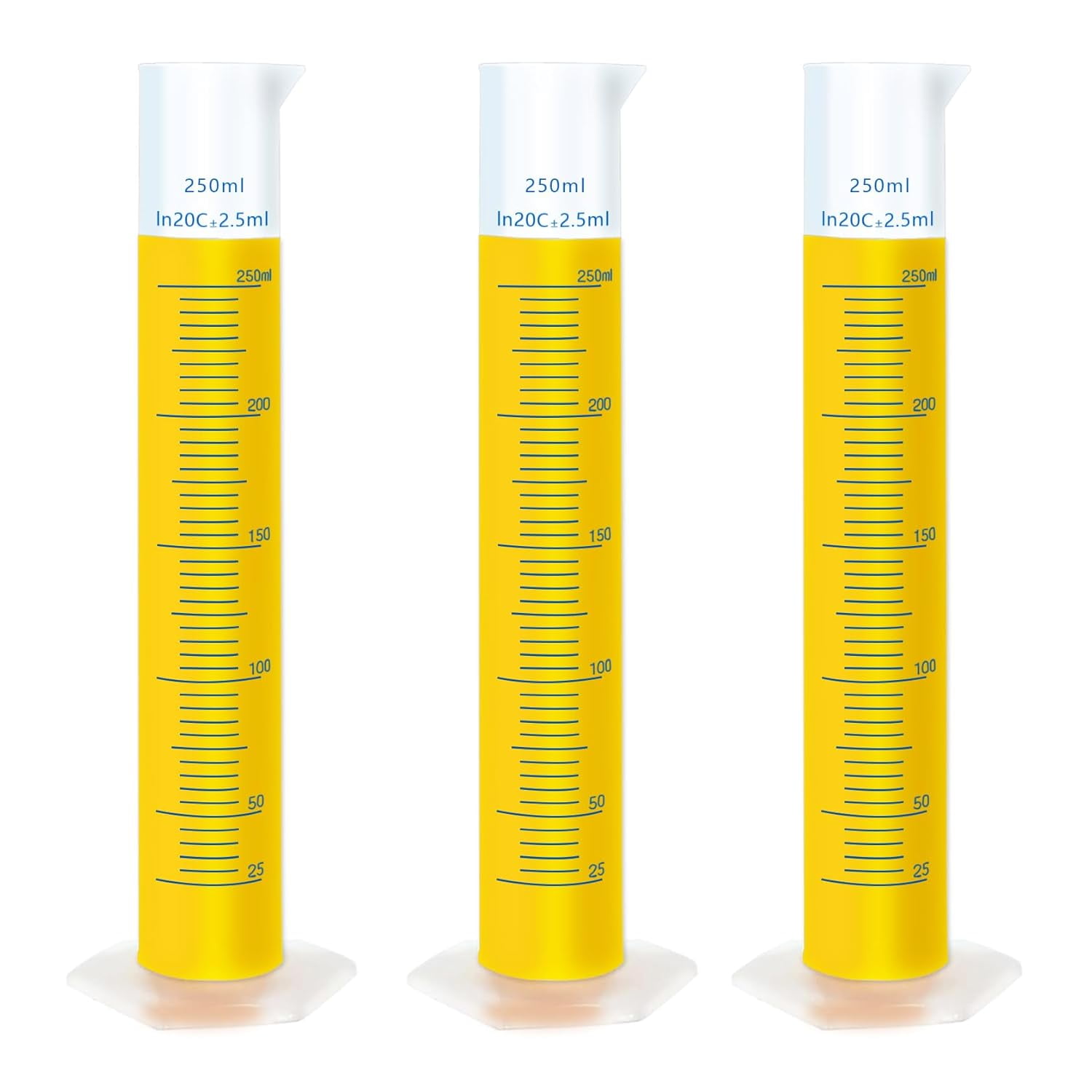 3pcs 250ml Plastic Graduated Cylinders, Lab Chemistry Measuring ...