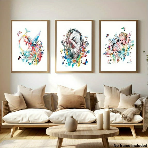 3pcs, 2D Frameless Canvas Art, Living Room Decor, Obstetrics Artwork ...