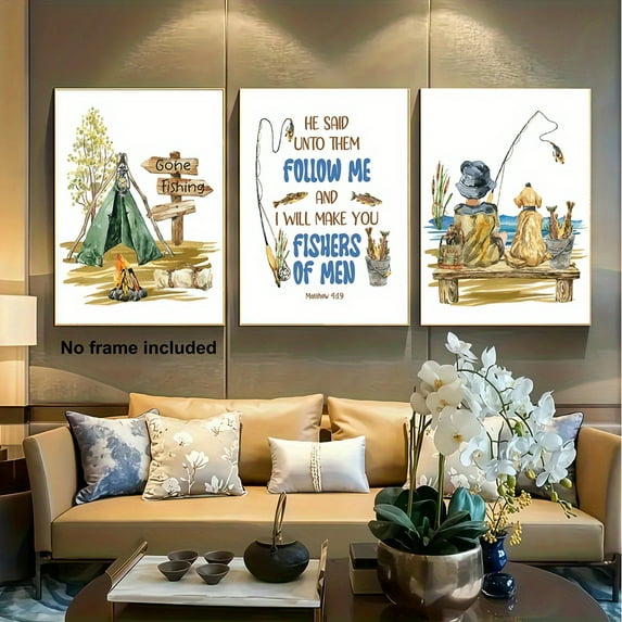 3pcs, 2D Frameless Canvas Art Set of 3, Bible Verse Wall Decor ...