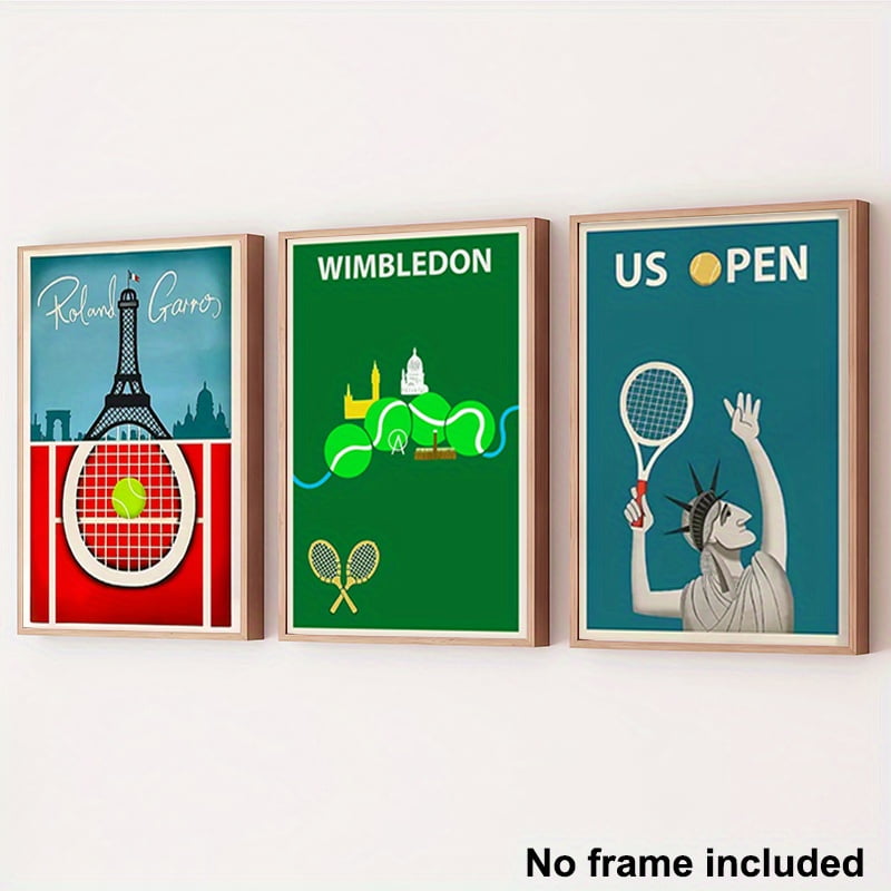 3pcs, 2D Frameless Canvas Art, Set of 3 Decorative Paintings, Tennis ...
