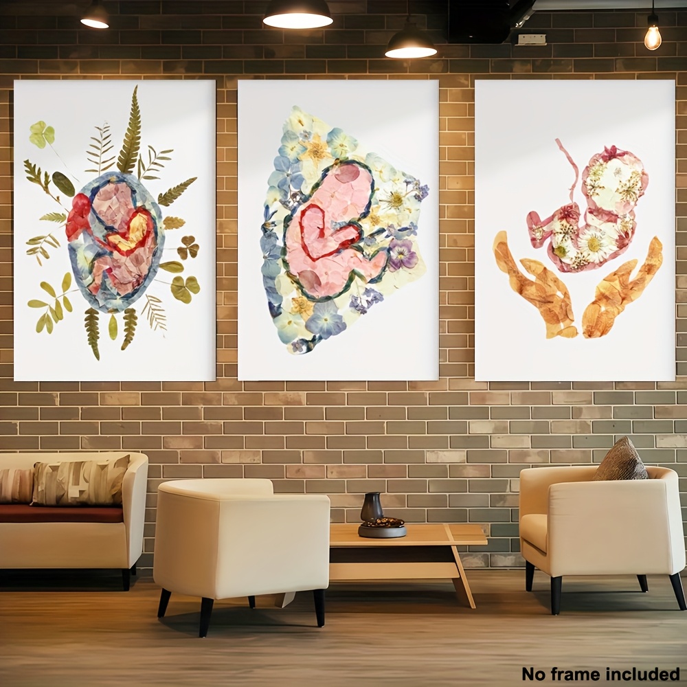 3pcs, 2D Frameless Canvas Art Set of 3, Living Room Decor, Maternity ...