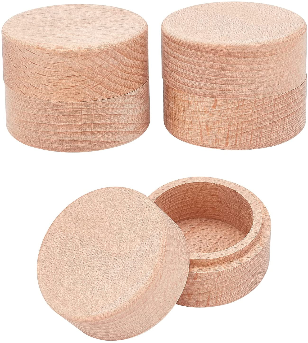 3pcs 2x1.6 Inch Mini Round Wooden Box Small Storage Wooden Box Wedding ...
