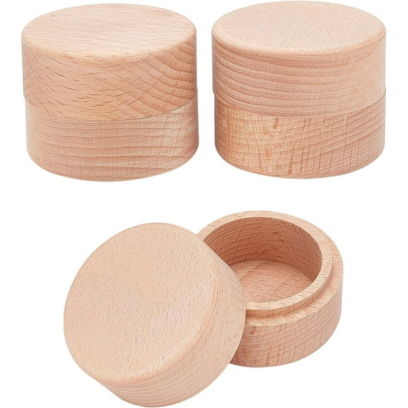 3pcs 2x1.6 Inch Mini Round Wooden Box Small Storage Wooden Box Wedding ...