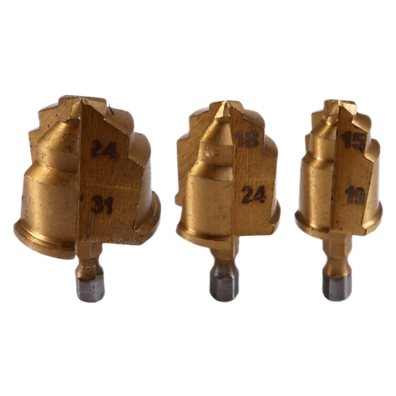 3pcs 3 Blades PPR Lifting Stepped Drill Bit Hexagon Shank Water Pipe ...