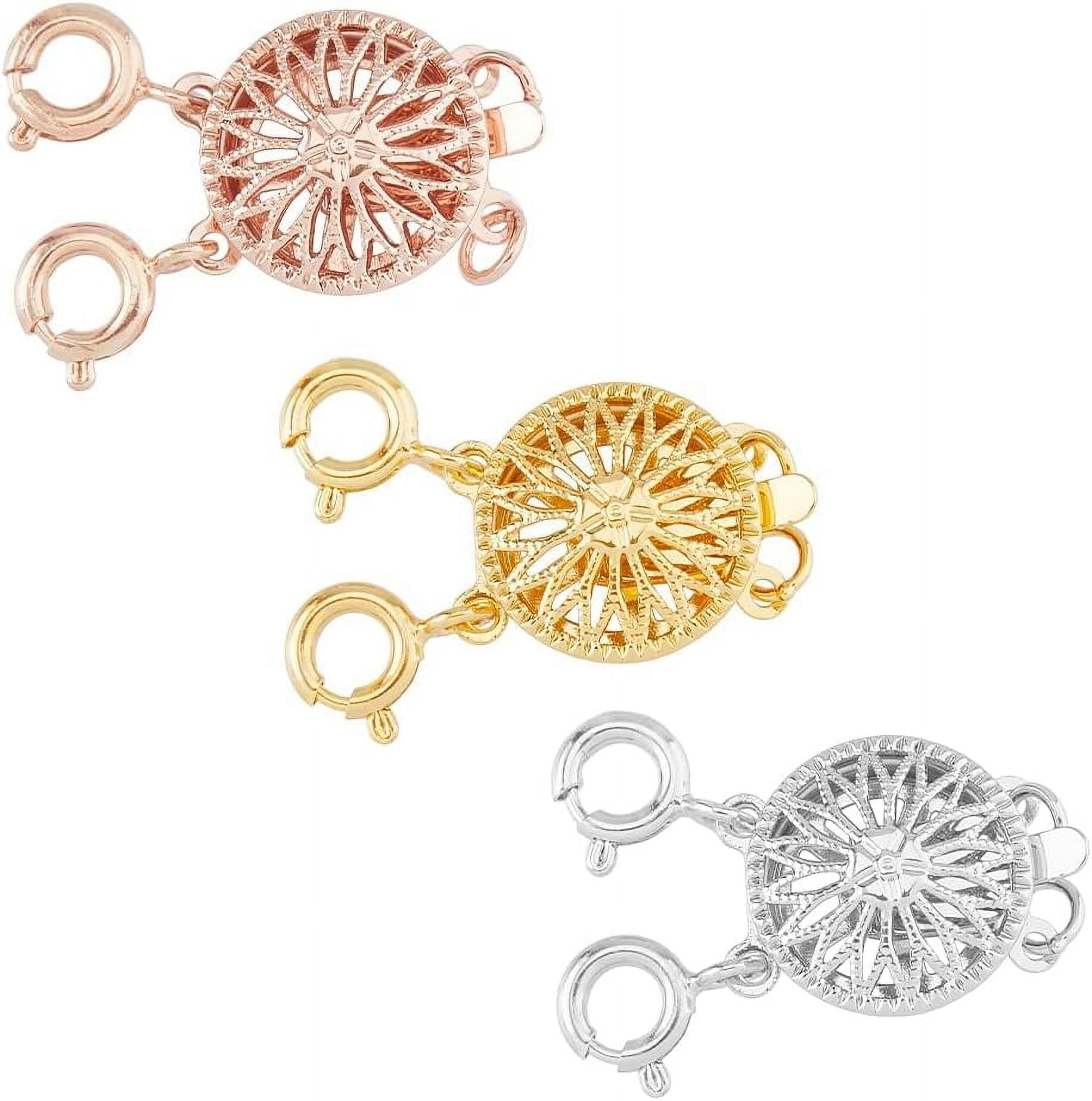 3pcs 3 Colors Flower Box Clasps 2-Strand Brass Box Clasps Gold/Rose ...