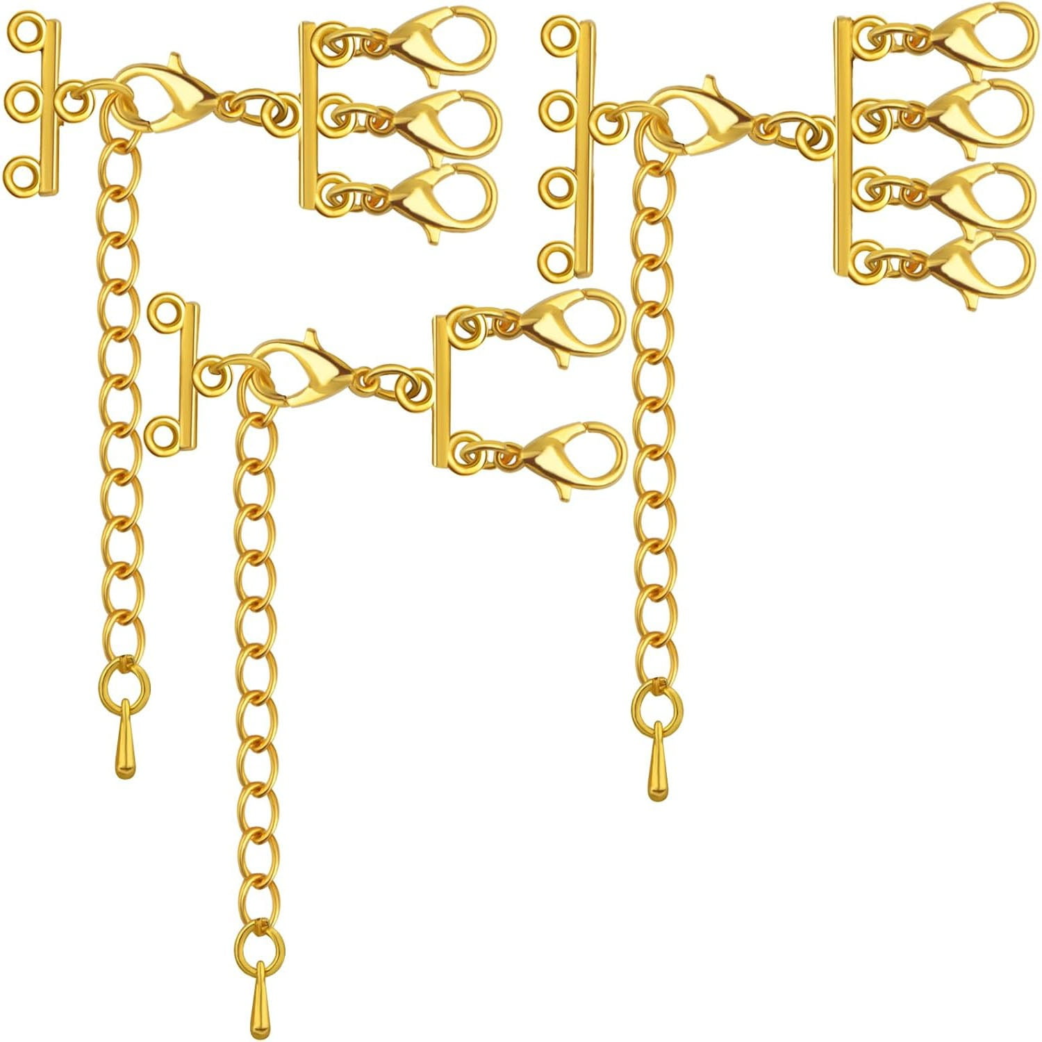 3pcs 3 Styles Plated Necklace Layering Clasps Alloy Layered Bracelet ...