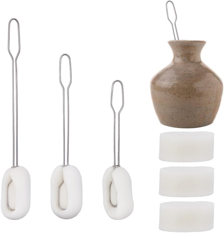 3pcs 3 style Stainless Steel & Sponge Beaker Brush Laboratory Hairbrush ...