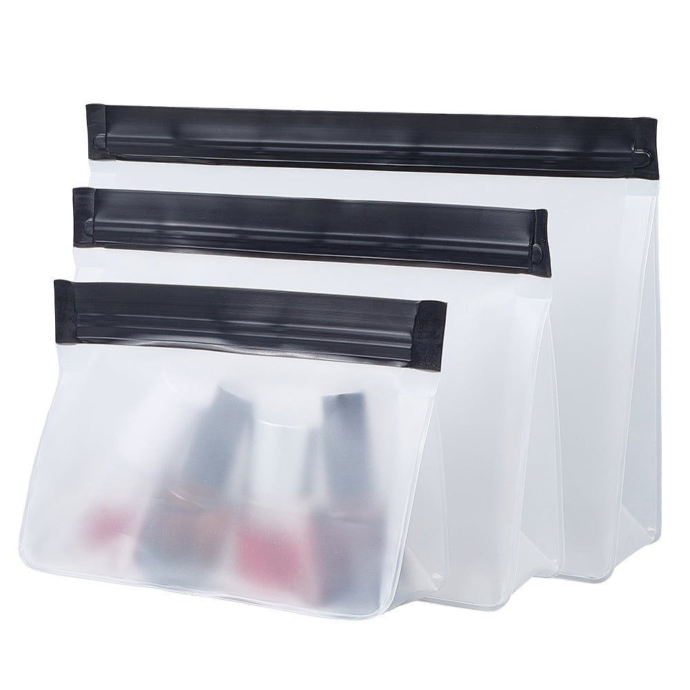 3pcs 3 styles PEVA Plastic Zip Lock Bags Rectangle Black 10.8~18.5x16 ...