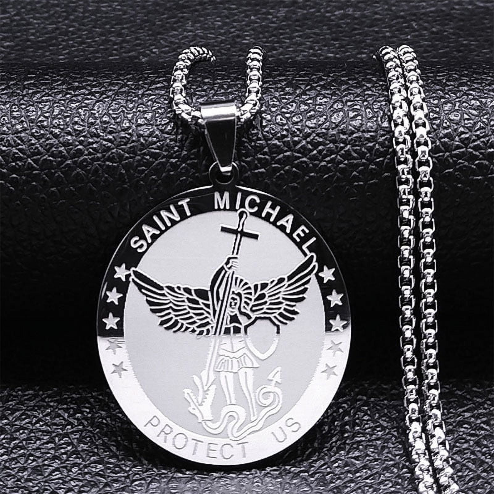 3pcs 304 Stainless Steel Archangel Saint Michael Medal box Chain ...