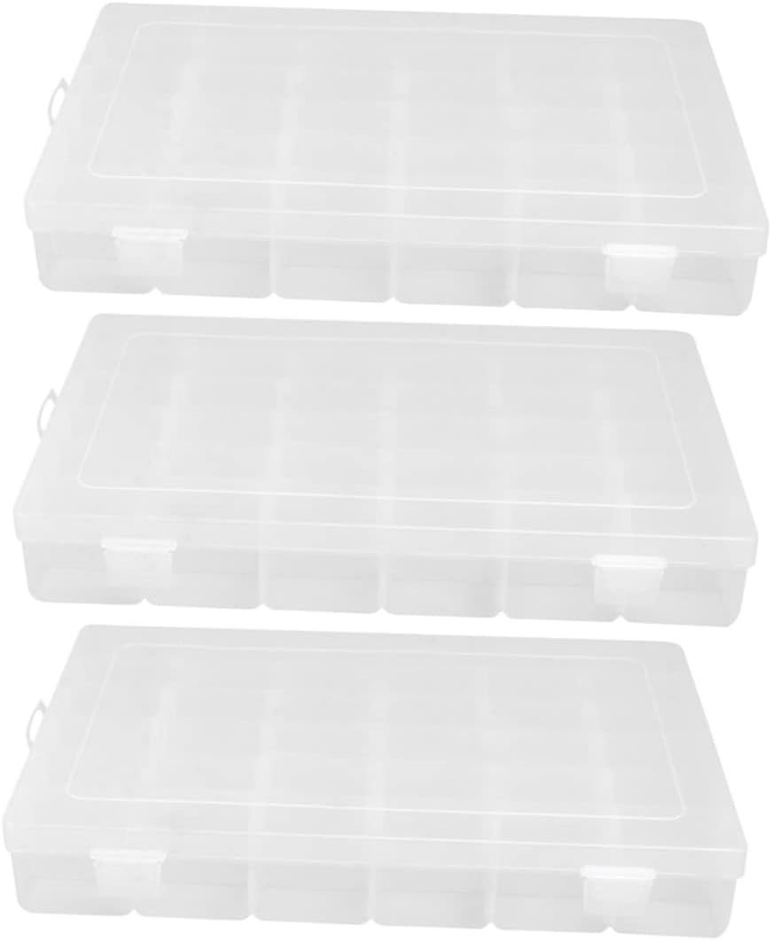 3pcs 36 Grid Storage Box Plastic Compartment Containers with Lids ...