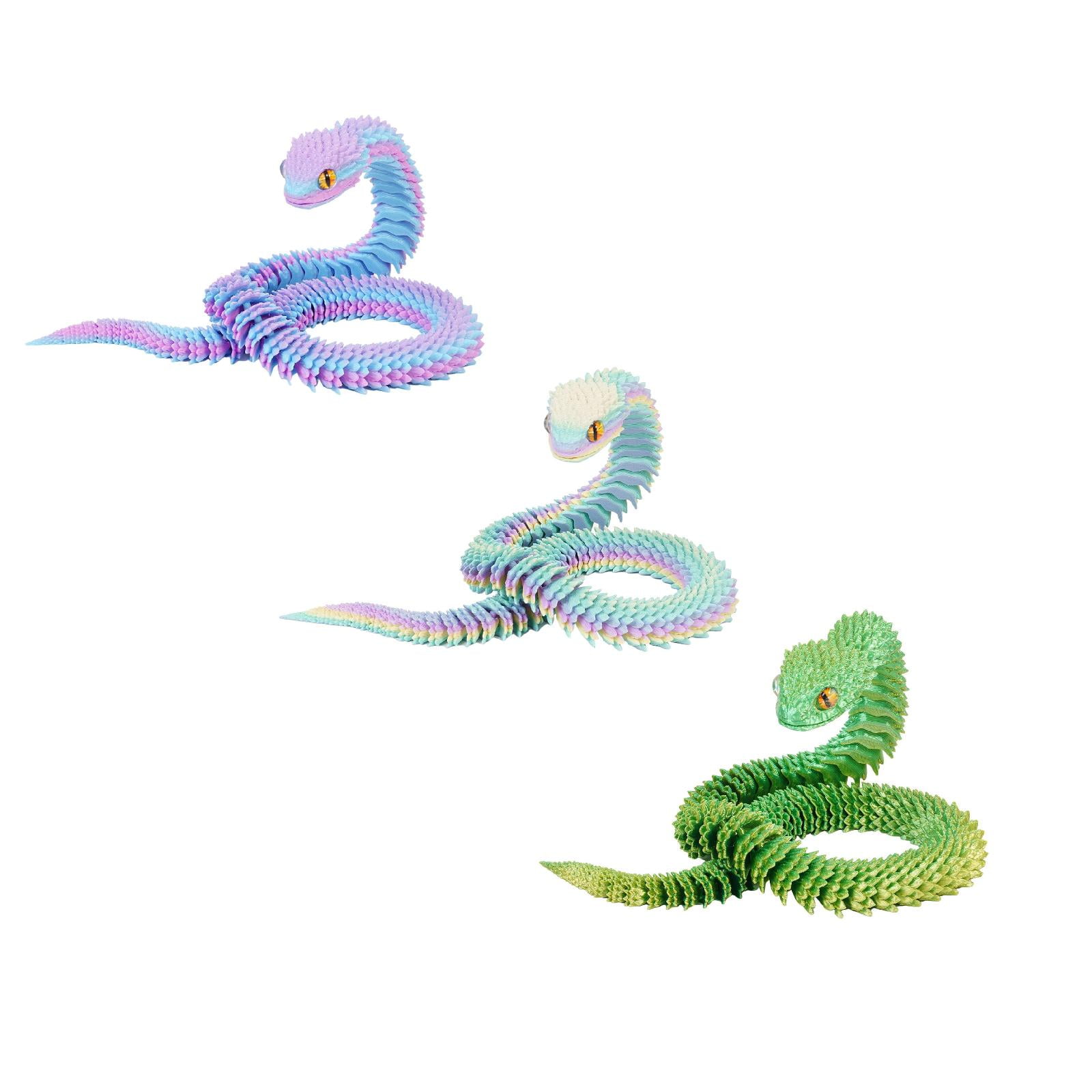3pcs 3D Printed Animals Snake Toys 3D Printed Articulated Snake 3D ...
