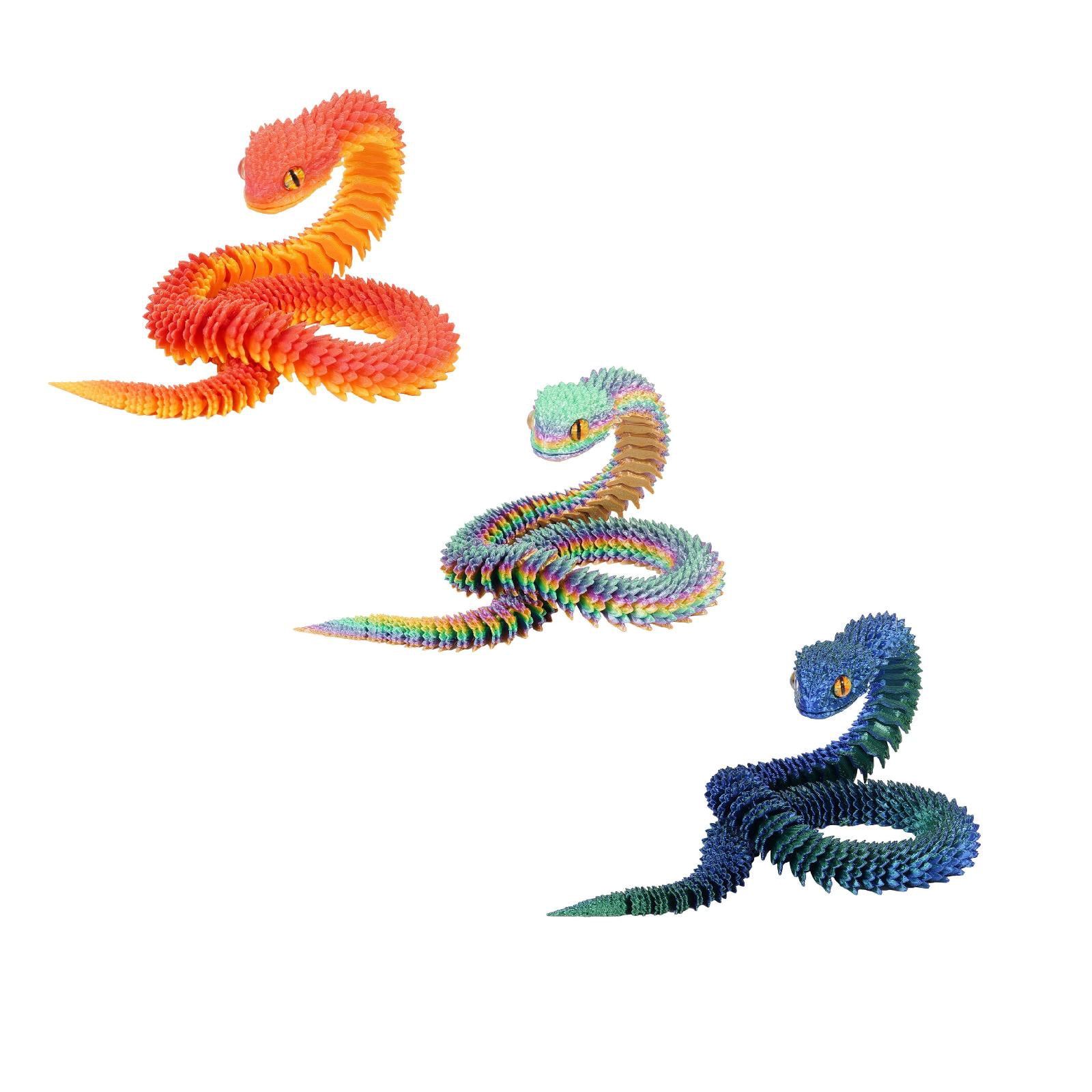 3pcs 3D Printed Animals Snake Toys 3D Printed Articulated Snake 3D ...