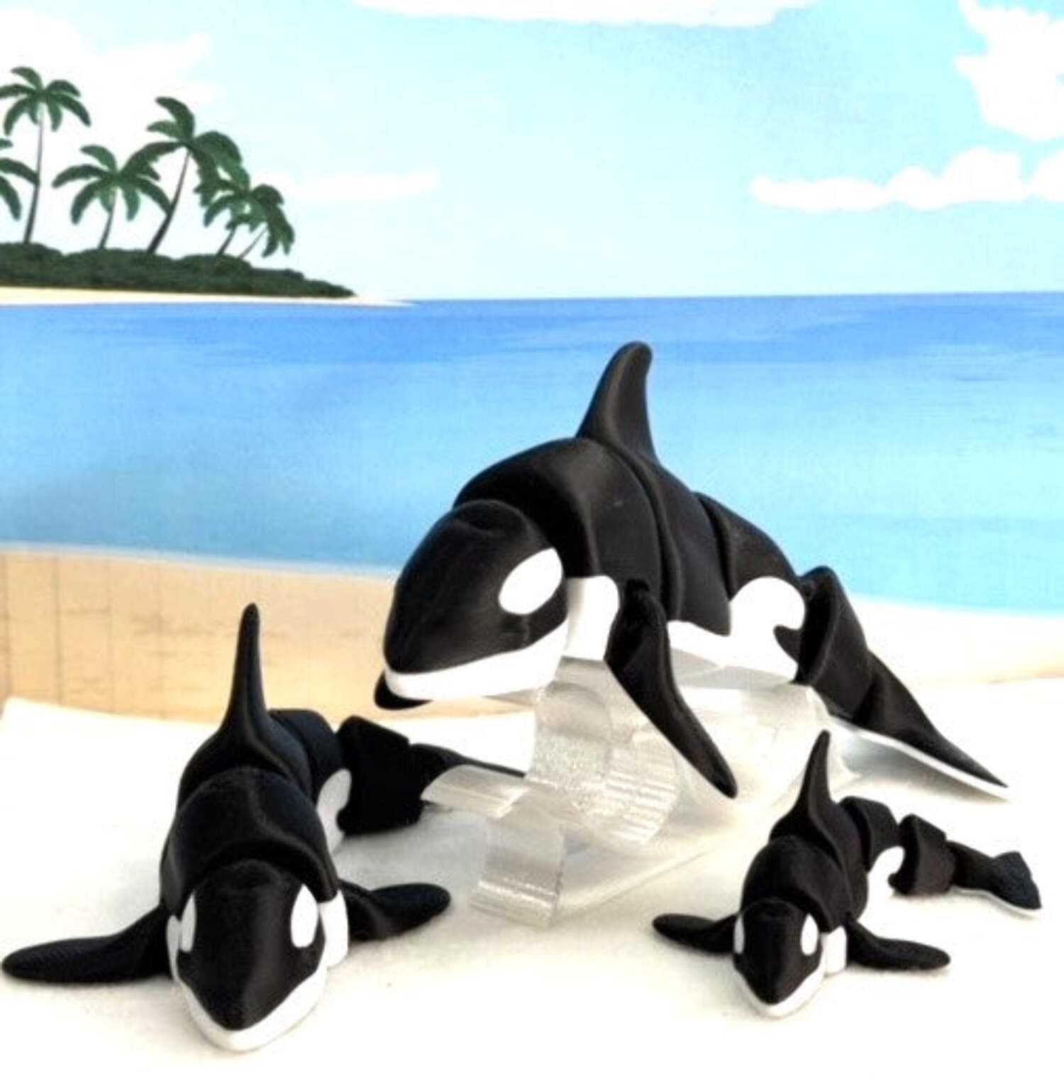 3pcs 3D Printed Orca, Articulated Orca Killer Whale, Sea Creatures ...