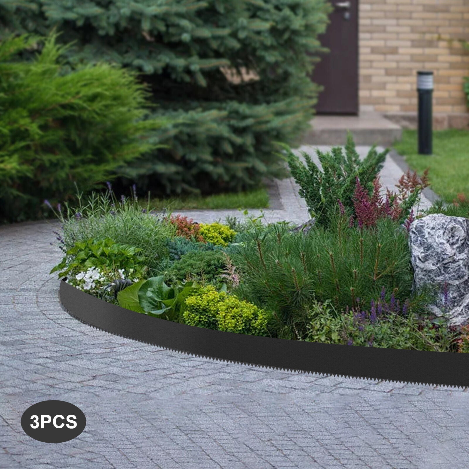 3pcs 40x 8in Steel Landscape Edging Black EcoBorder Garden Backyard ...