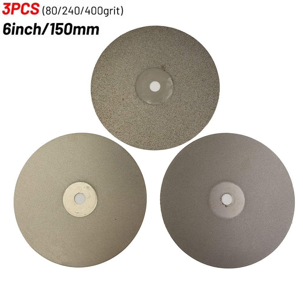 3pcs 6'' Grit80/240/400 Diamond Coated Wheel Lapping Disc Flat Lap ...
