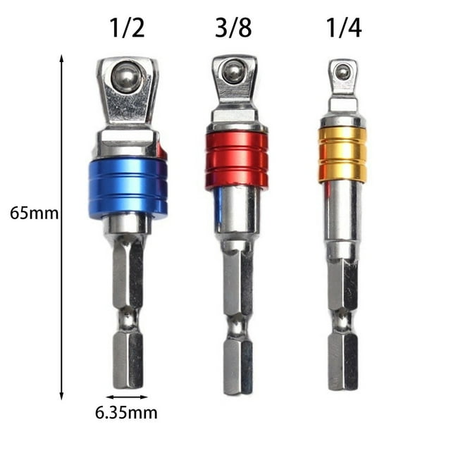 3Pcs 65mm Drill Socket Adapter Driver Hex Shank Extension Bar 1/4In 3 ...