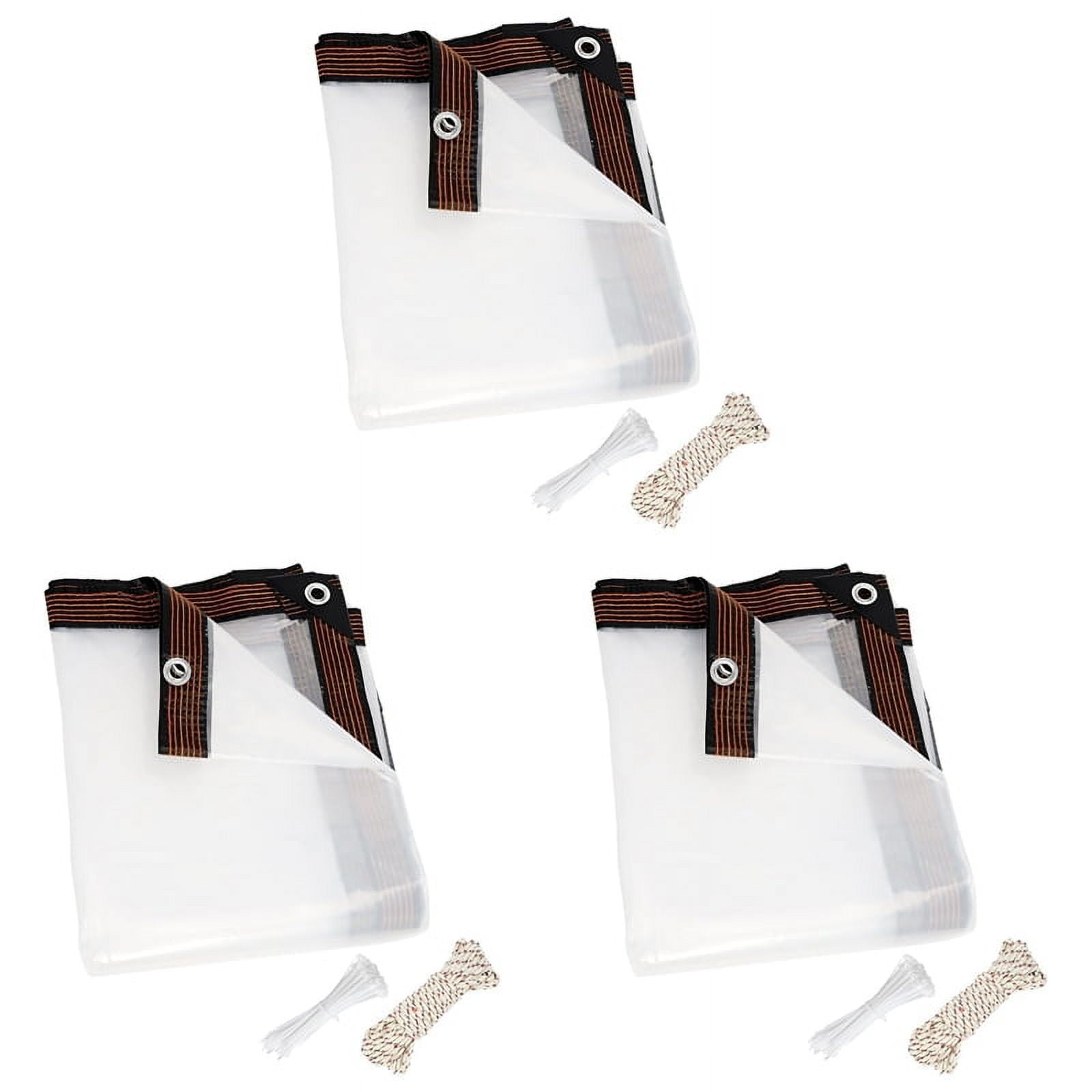 3pcs 8X10 FT Clear Waterproof Tarps Heavy Duty Outdoor Garden Rainproof ...
