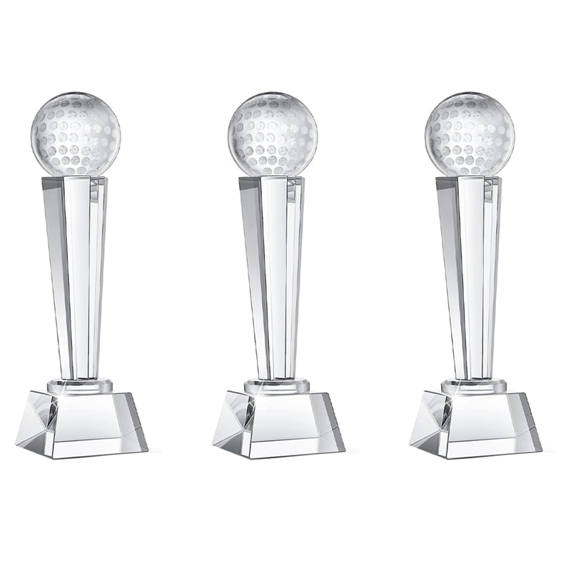 3pcs 9 X 2.8 Inch Crystal Glass Golf Trophy for Adults Kids Golf ...