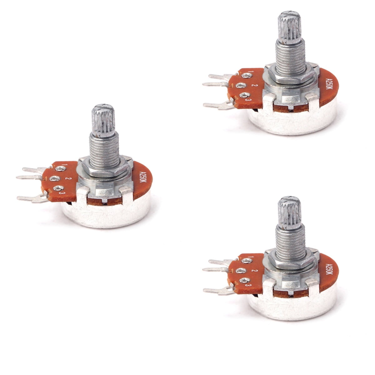 3pcs A250k Long Knurled Split Shaft Guitar Potentiometers 18mm Shaft ...