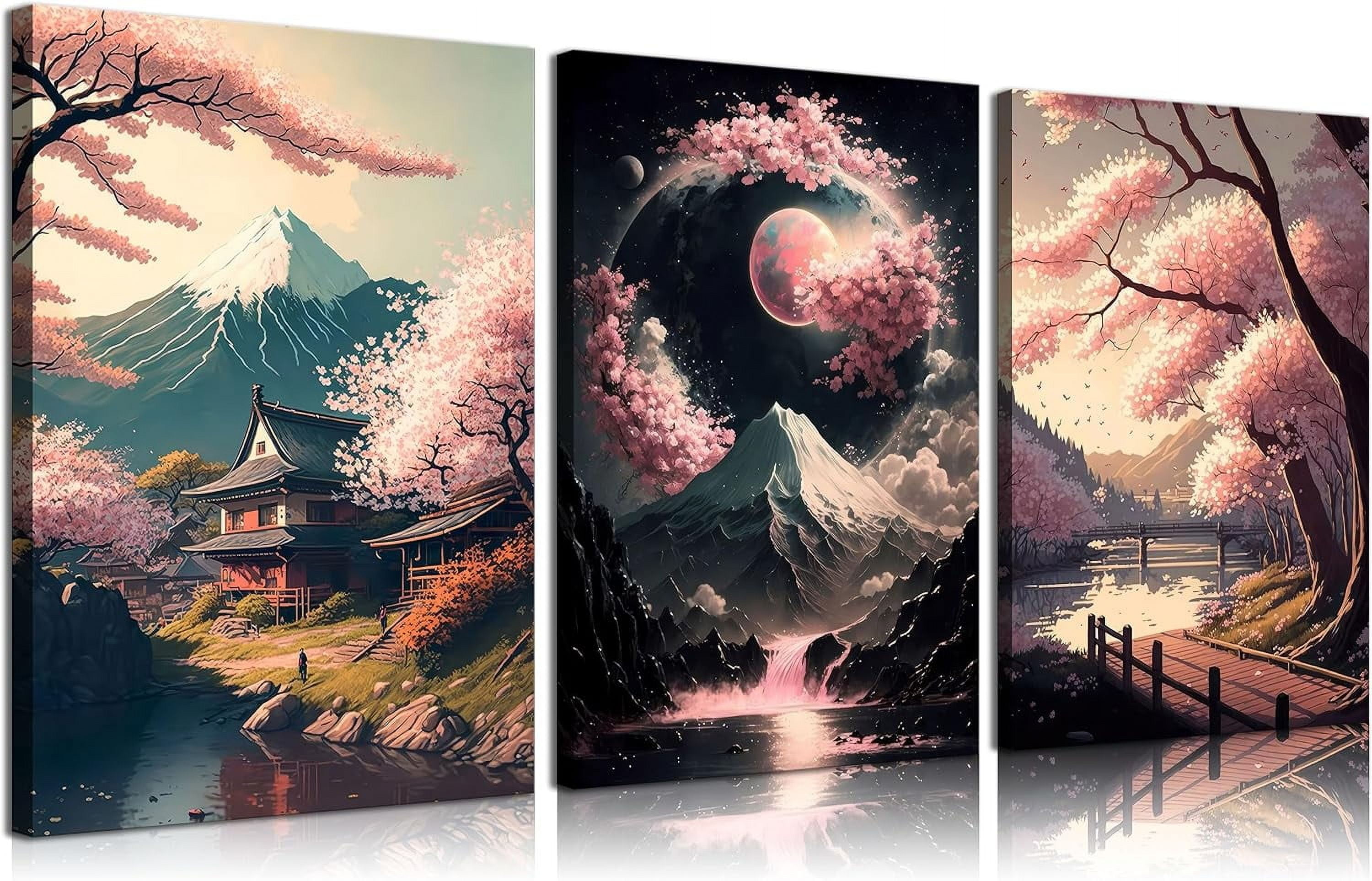 3pcs Abstract Stripes Canvas Wall Art Colorful Mid Century Modern ...