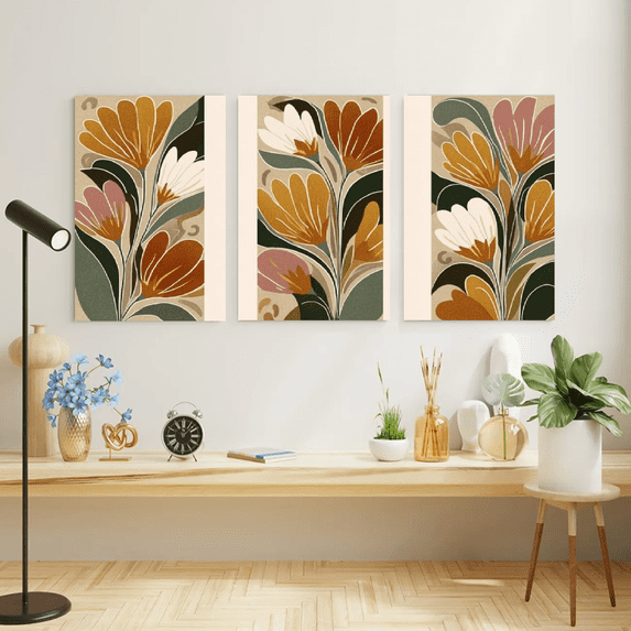 3pcs Abstract, flowers, leaves, Modern abstract wall decor, suitable ...