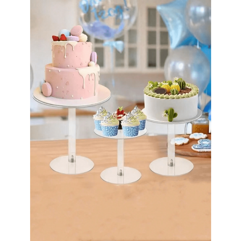 3pcs Acrylic Cake Stand Clear Round Tower Cupcake Stands Plastic Fruit Plate Rack, Multi-Layer ...