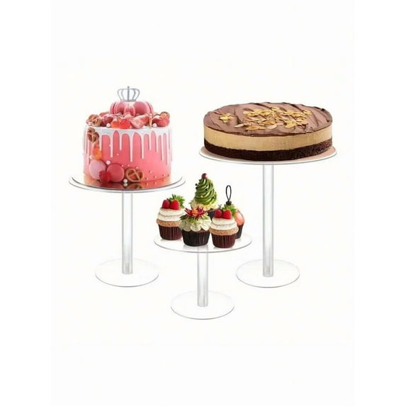 3pcs Acrylic Cake Stand Clear Round Tower Cupcake Stands Plastic Fruit ...