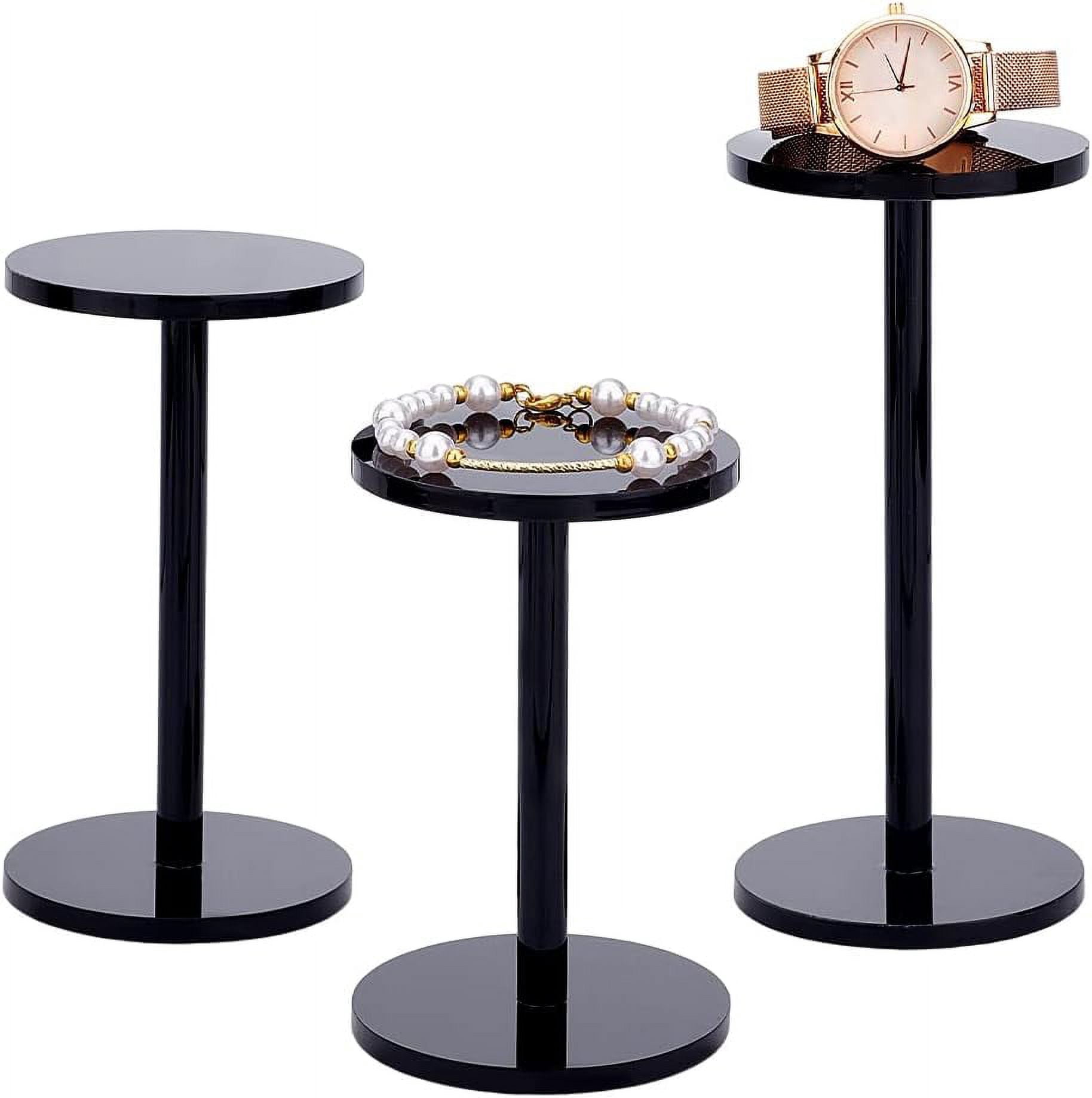 3pcs Acrylic Display Riser 3 Sizes Black Barbell Pedestal Display Riser ...