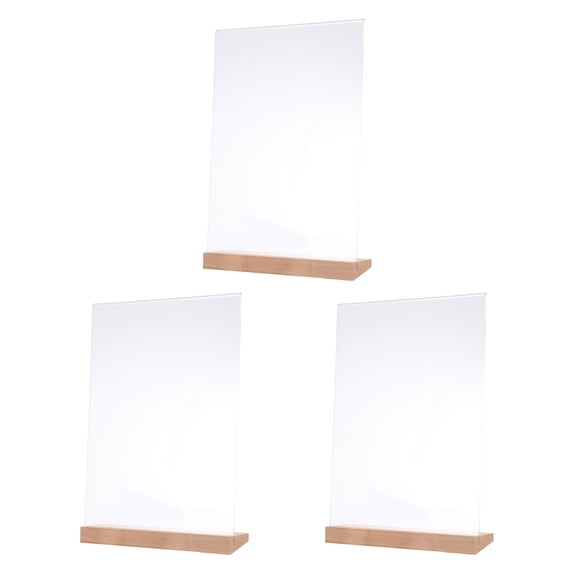 3pcs Acrylic Sign Holder With Wood Base - L Shape Display For Wedding ...