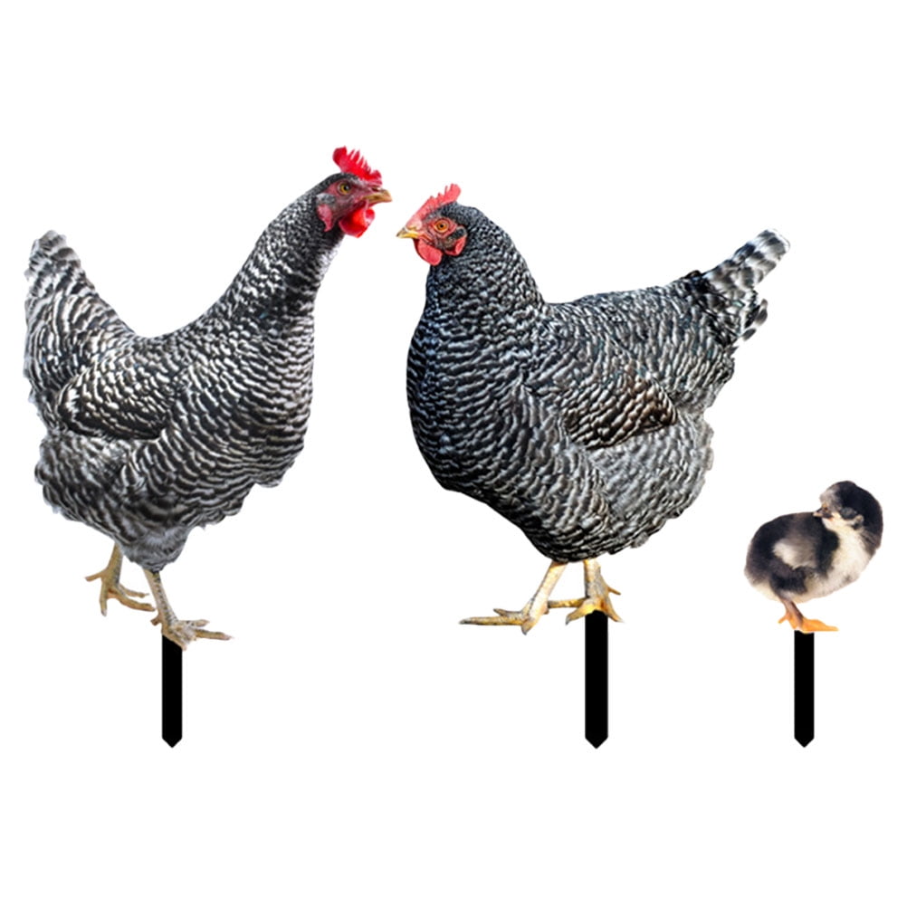 3pcs Acrylic Yard Sings Mirror Effect Realistic Hen Chick Shaped ...