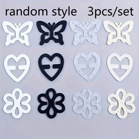 3pcs Adjustable Invisible Anti-Slip Bra Strap Clips - Butterfly, Heart ...