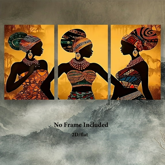 3pcs African Women Canvas Art Prints - Vibrant Traditional Attire ...