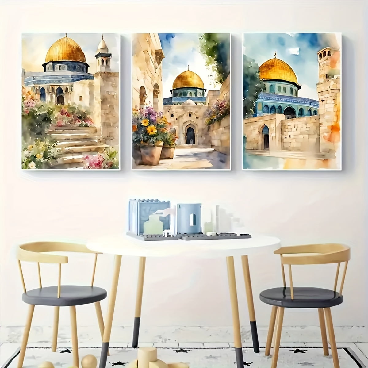 3pcs Al-Aqsa Mosque Canvas Art Prints, Retro Waterproof Unframed Wall ...