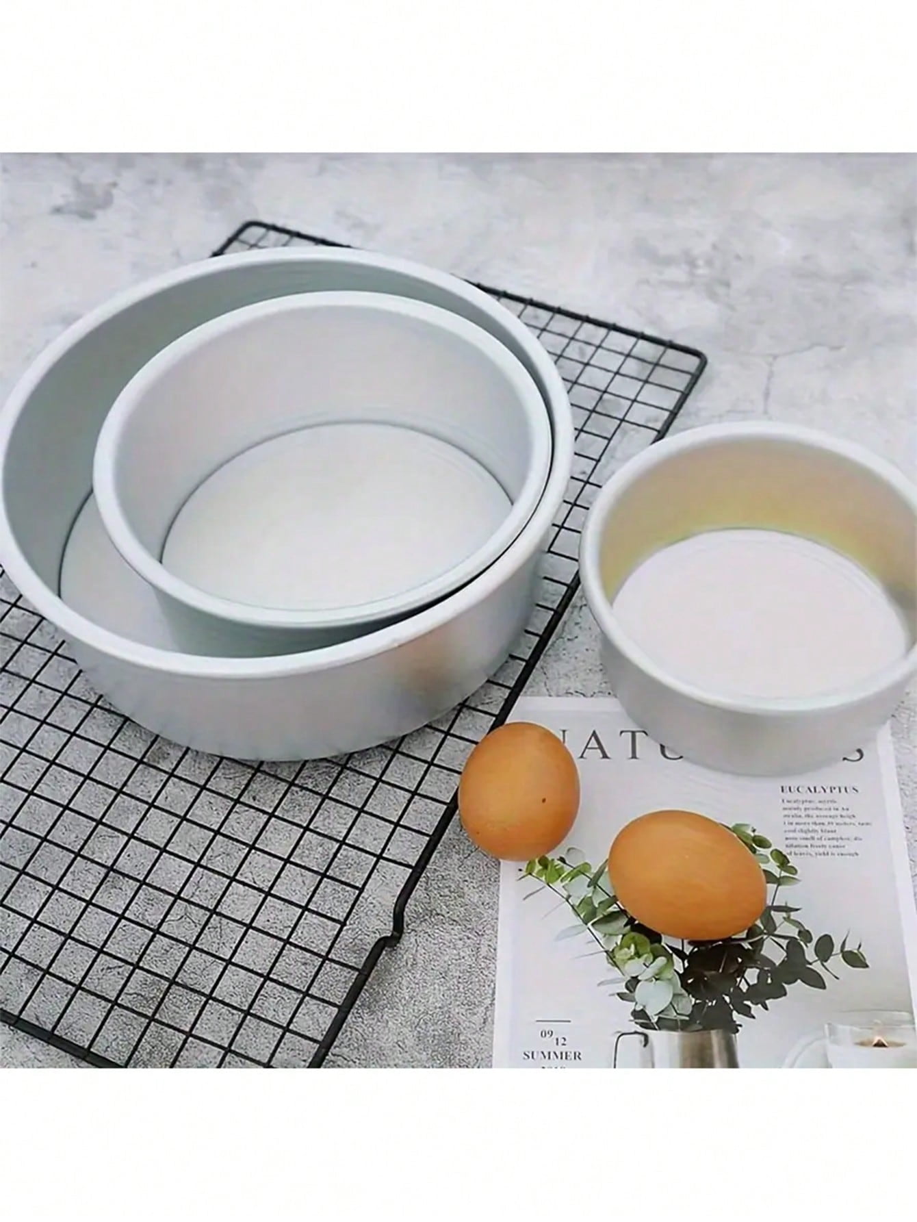 3pcs Aluminum Cake Pans - Durable Non-Stick Coating, Removable Bottom ...
