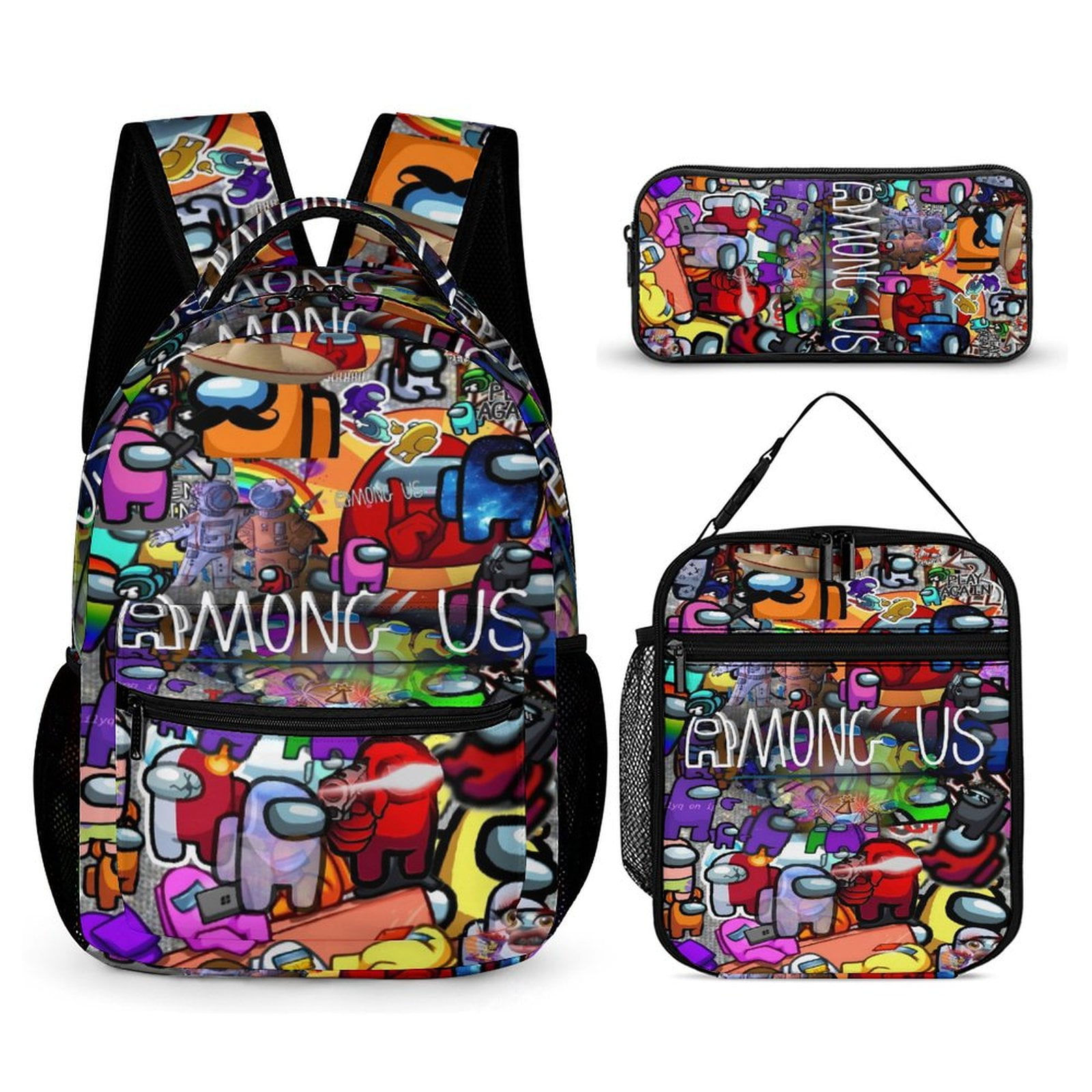 3pcs Am_ong_Fun Us Backpack Set, Large Capacity Double Backpack With ...
